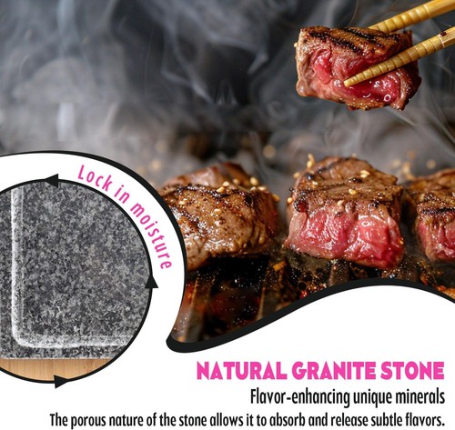 Artestia Cooking Stones for Steak, Indoor Grill Sizzling Hot Stone Set ...