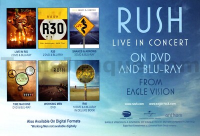 2015 Rush Band Concert Blu Ray DVD Promo PRINT AD Vintage Collectible ...