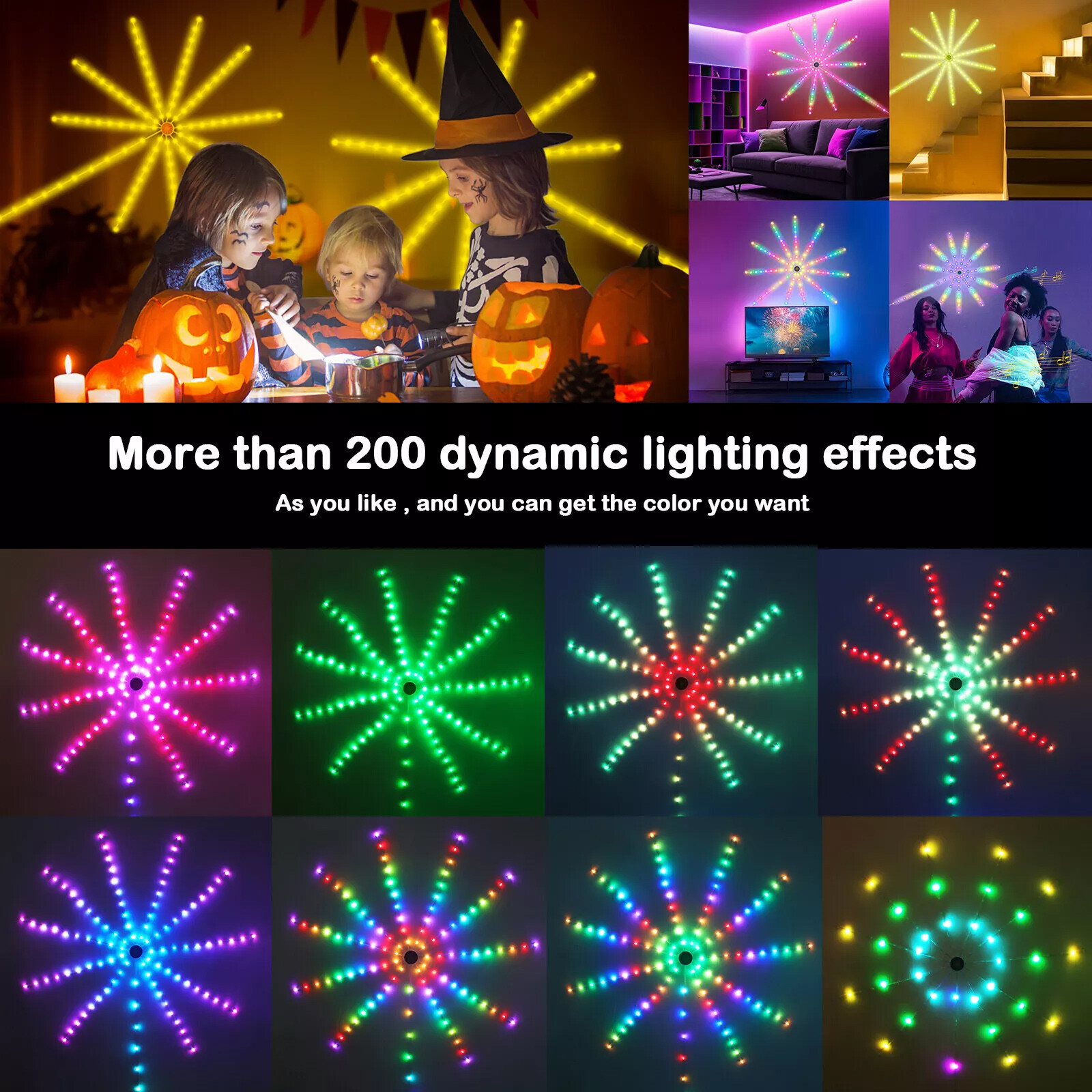 Smart Firework LED Strip Lights RGB APP WIFI Bluetooth Remote Control ...