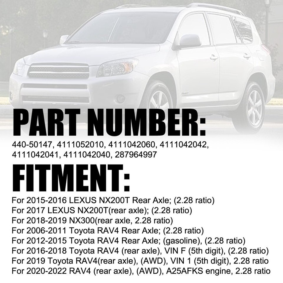 For 2006 - 2018 Toyota RAV4 Rear Axle Differential Carrier Assembly 2. ...