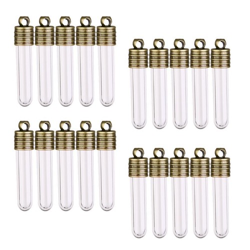 20Pcs Mini Empty Glass Tube Vials Charms Wish Bottles Pendant Clear DIY ...