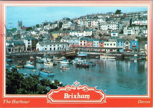 Postcard Brixham The Harbour Devon Ernie Lister Bar Battery Gardens Boat AA07377 | eBay