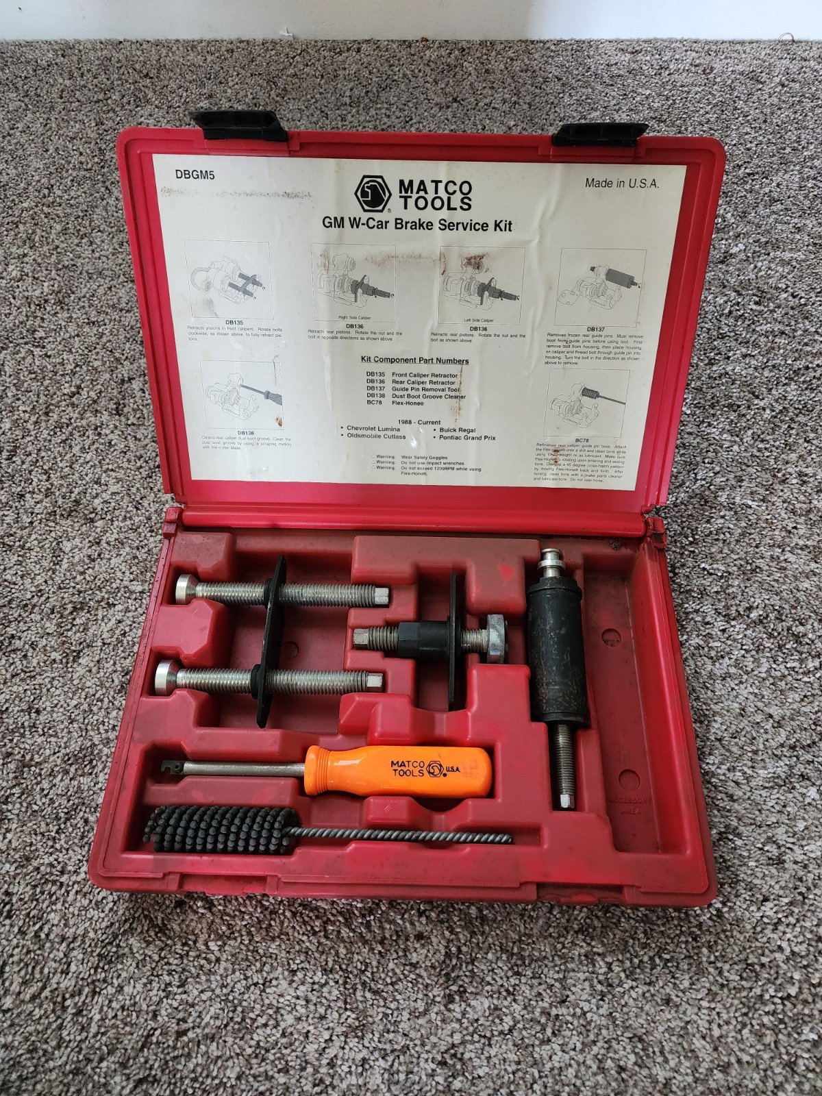 MATCO TOOLS DBGM5 GM W-CAR BRAKE SERVICE KIT USA | eBay
