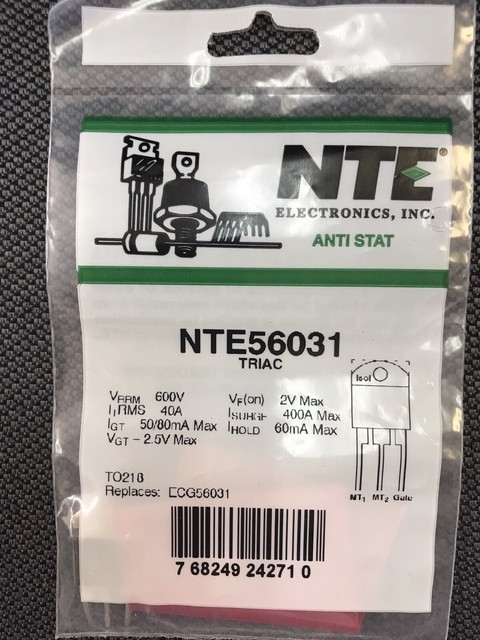 NTE Electronics Nte56031 Triac-600vrm 40amp To-218 Isolated IGT 100 ...