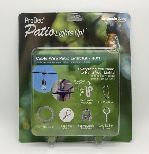 40ft Cable Wire Kit Patio Light Clips Simple Living Solutions ProDec ...