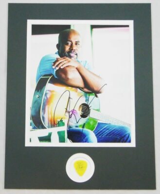 Darius Rucker Autographed 8x10 & Concert Stage Used Guitar Pick Matted ...
