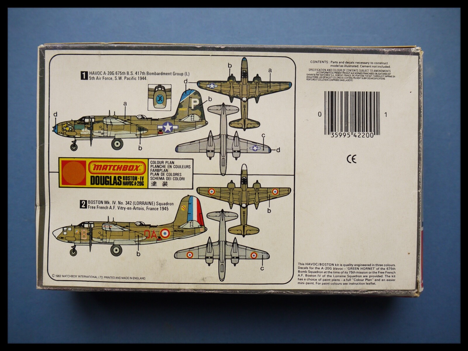 Matchbox 1/72 Pk-120 Douglas Boston IV Havoc A20g Model Aircraft Kit ...