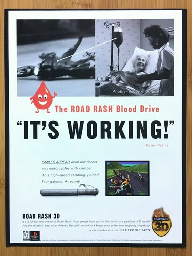 Road Rash 3D 1998 Vintage Video Game Print Ad/Poster Art Authentic ...