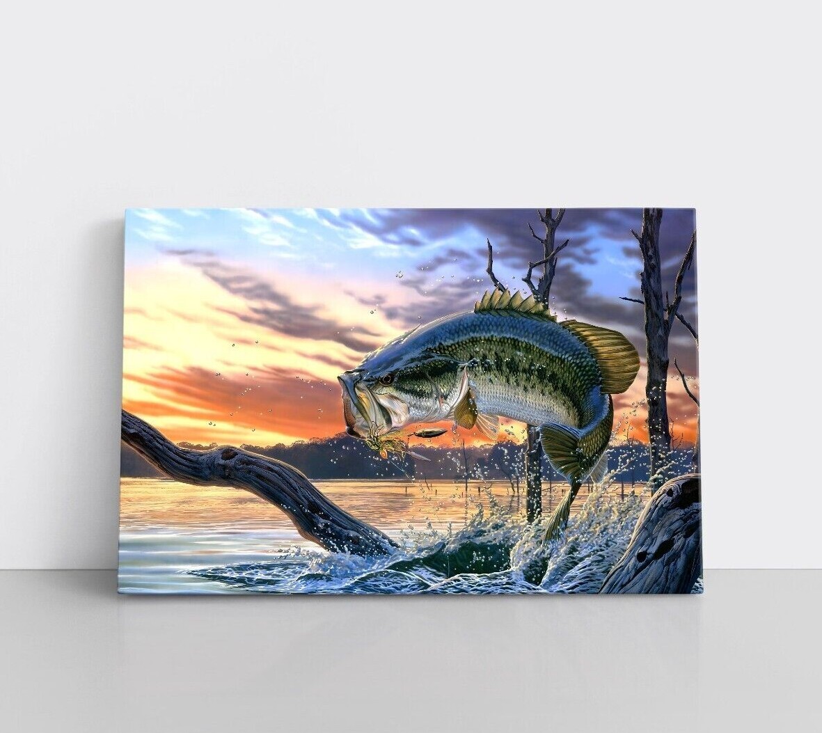 Bass Fish Paintings Modern Bass Fish Art Print | Stylish Fishing Art