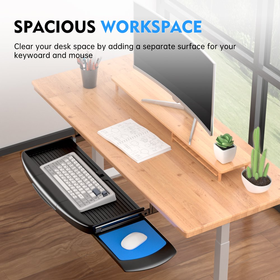 21.7" Large Keyboard Tray under Desk Pull Out, Keyboard Drawer under ...