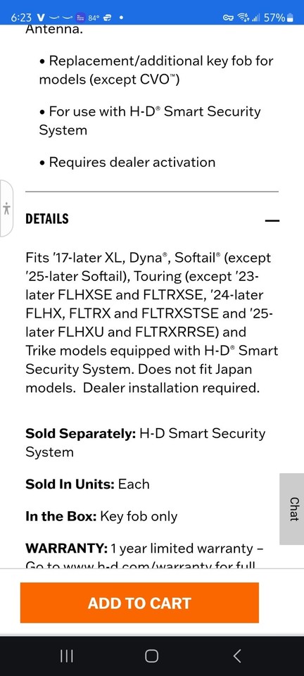 4 Nos Harley-davidson Smart Security Proximity Alarm Fob Part ...