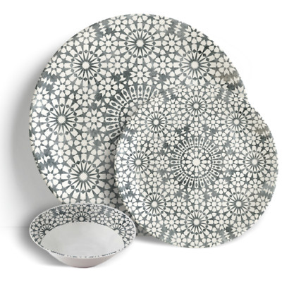 Roma Pebble - 18 Piece Dinner Set 10.5" Plates 7.5" Side Plates 7 ...