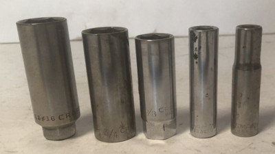 5 Craftsman Deep Well Sockets 3/8" Drive 6 Point Vtg 13/16 3/4 5/8 7/16 ...