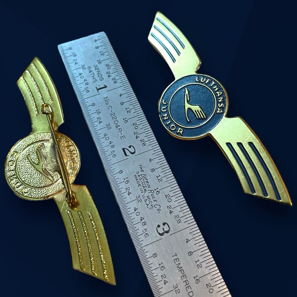 Rare Lufthansa Wings Junior Captain Vintage Gold Tone Aviation Training ...