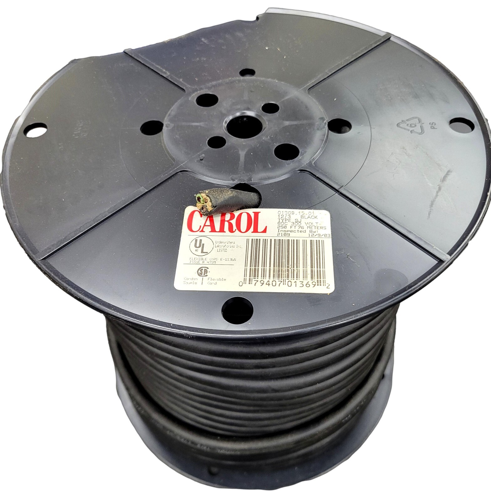 01369.15.01, CAROL CABLE, 12/3 SJ Cable - Black, Lot of 250 | eBay