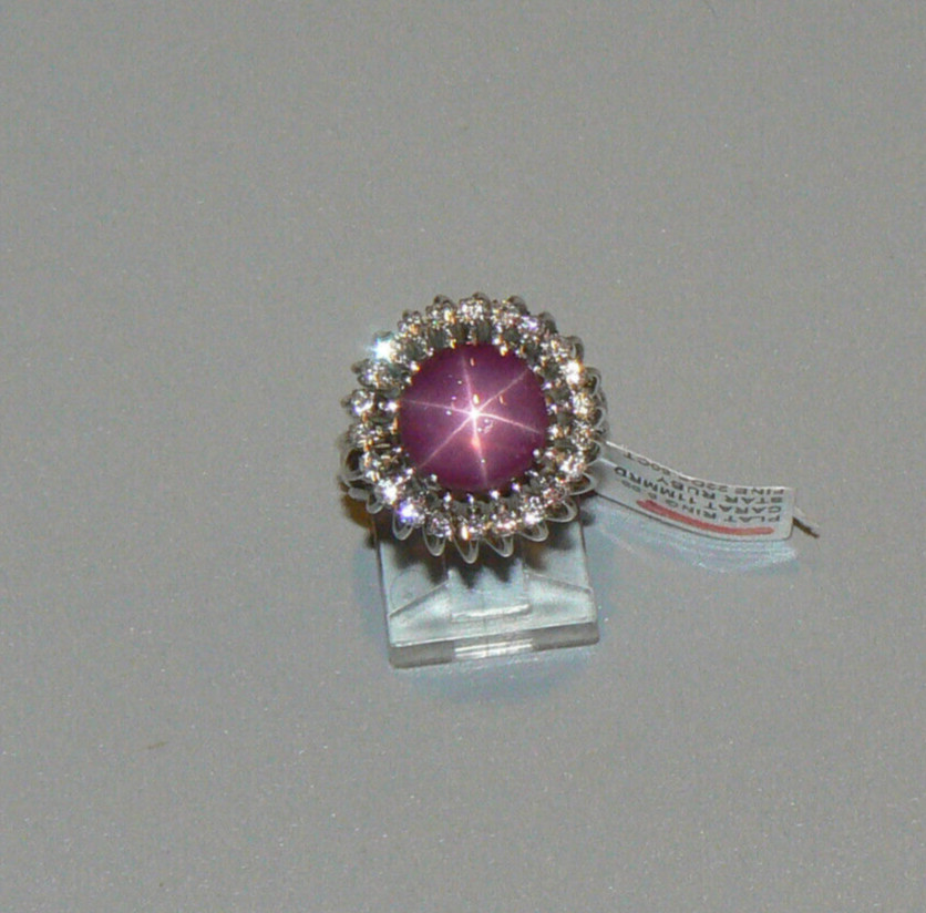 Platinum 5 Ct Nature Fine Star Ruby & Diamond .60 ctw… - Gem
