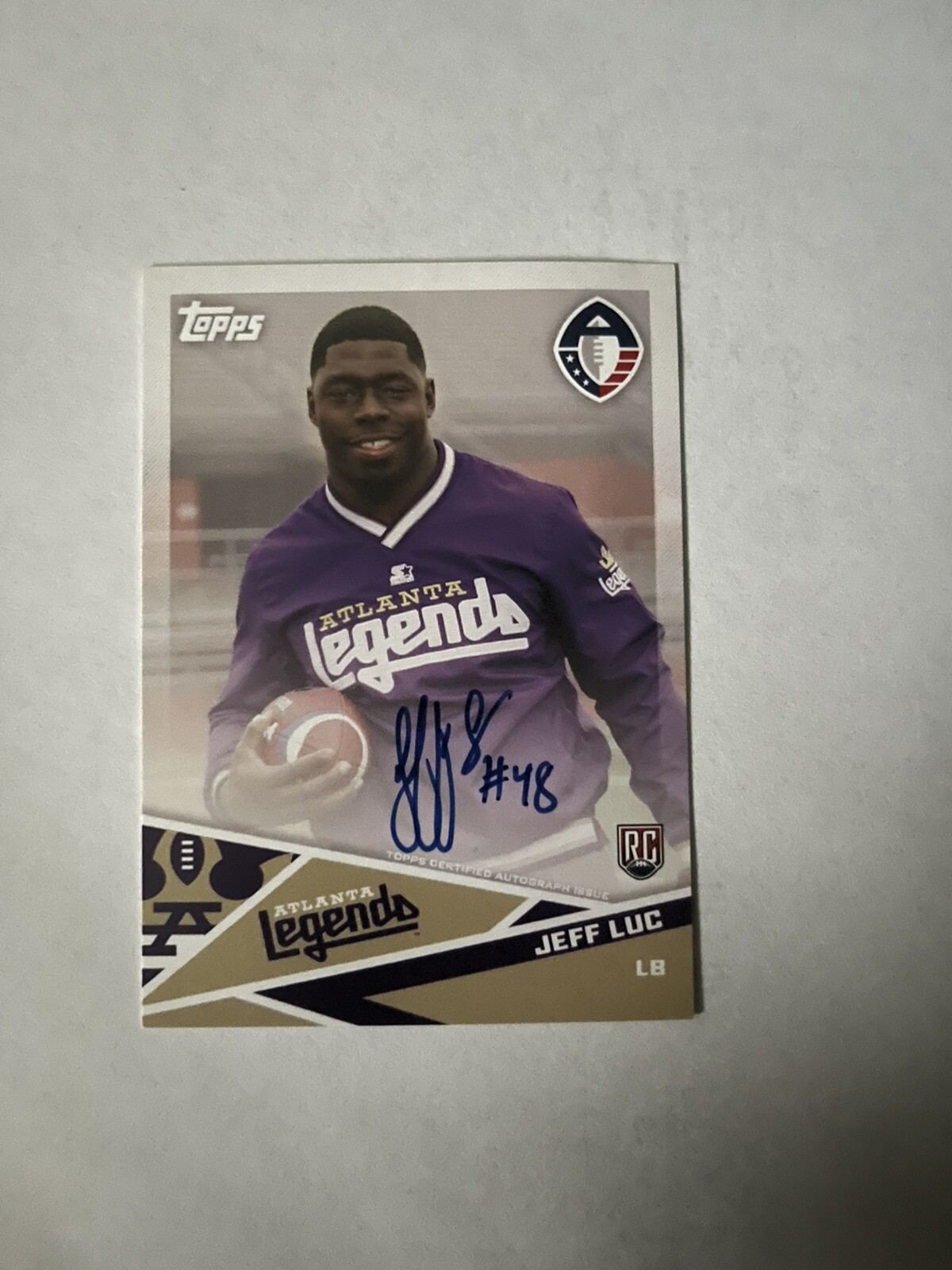 2019 Topps Alliance of American Football Auto Jeff Luc #AU-JLU Auto ...