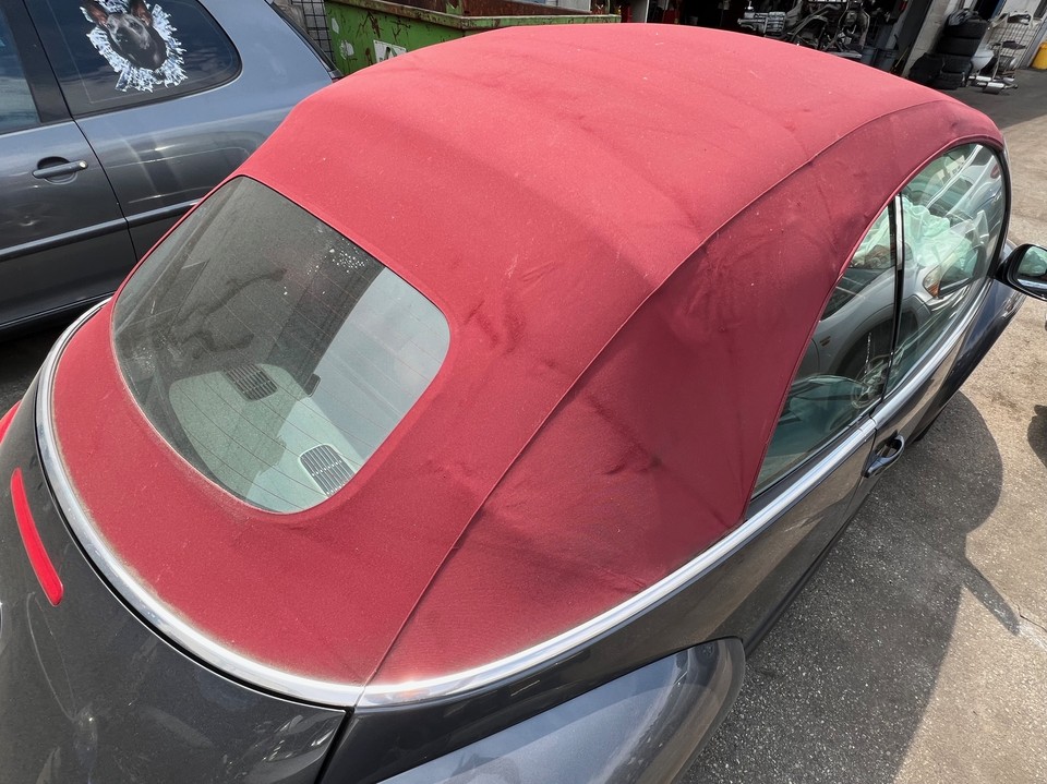 VW Beetle Dark Flint Cabrio Convertible Red Soft Top Roof Assy A5 03-05 ...
