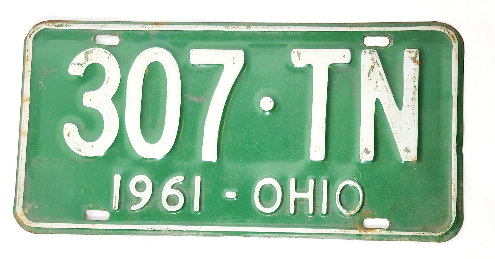 1961 Vintage License Plate Tag OH Ohio Green White 307 TN | eBay