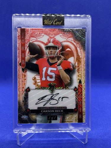 2024 Wild Card 7 Card Stud Carson Beck Auto COLOR MATCH RED Joker 1/1 ...