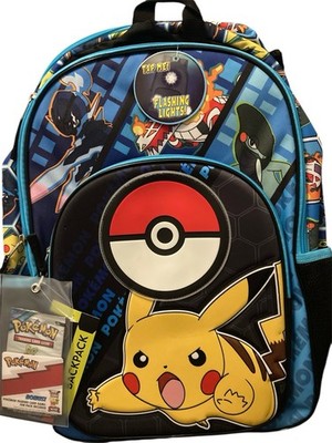 Pokemon Light Up Pokeball 17" Kids School Backpack With Pokemon Card ...