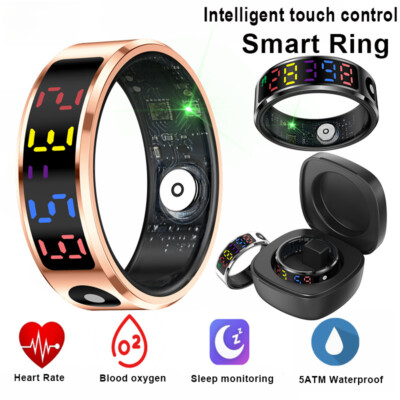 Smart Ring Health RGB Finger Ring Heart Rate Monitor Fitness Tracker ...