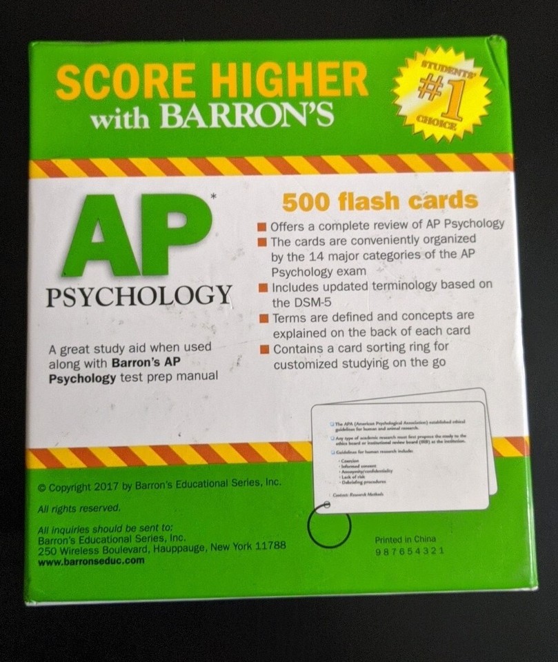 Barron's AP Psychology Flash Cards ALMOST COMPLETE 9781438077130| eBay