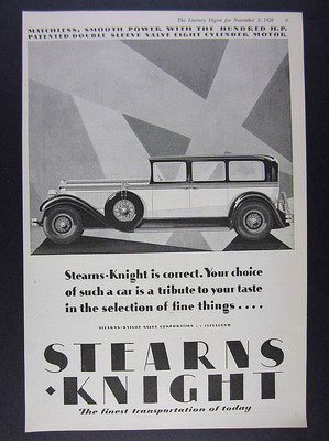 1928 Stearns-Knight Sedan car illustration art vintage print Ad | eBay