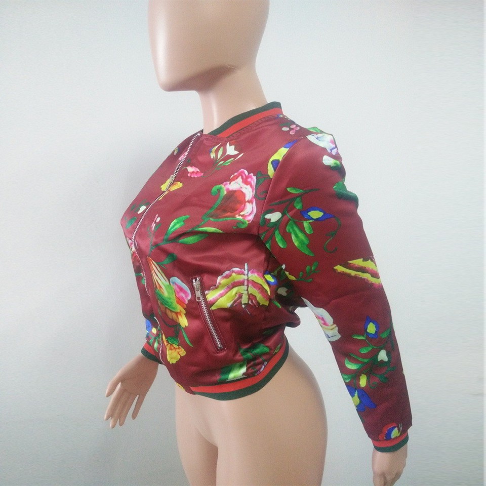 USA Women Fashion Jackets Long Sleeve Zipper Print Jackets Night Party ...