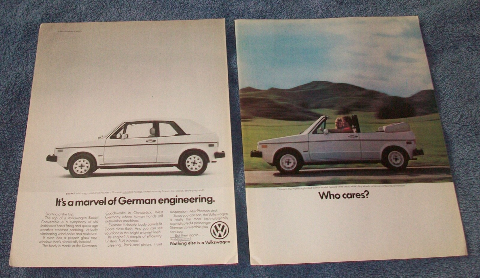1984 Volkswagen Rabbit Convertible Wolfsburg Edition Vintage 2pg Ad | eBay