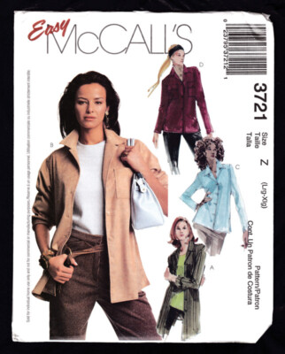 2002 McCall's pattern #3721 Wmn's Sz L-XL shirt overshirt | eBay