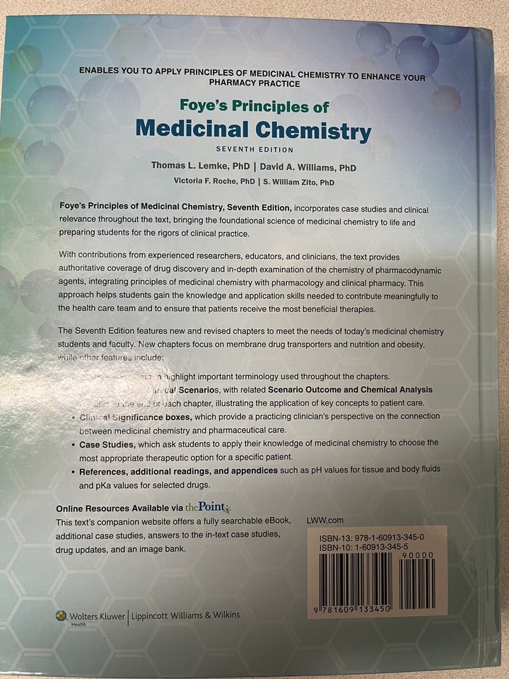 Foye's Principles of Medicinal Chemistry by David A. Williams (2012 ...