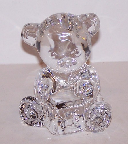 ADORABLE SIGNED WATERFORD CRYSTAL TEDDY BEAR WITH ABC BLOCK FIGURINE ...