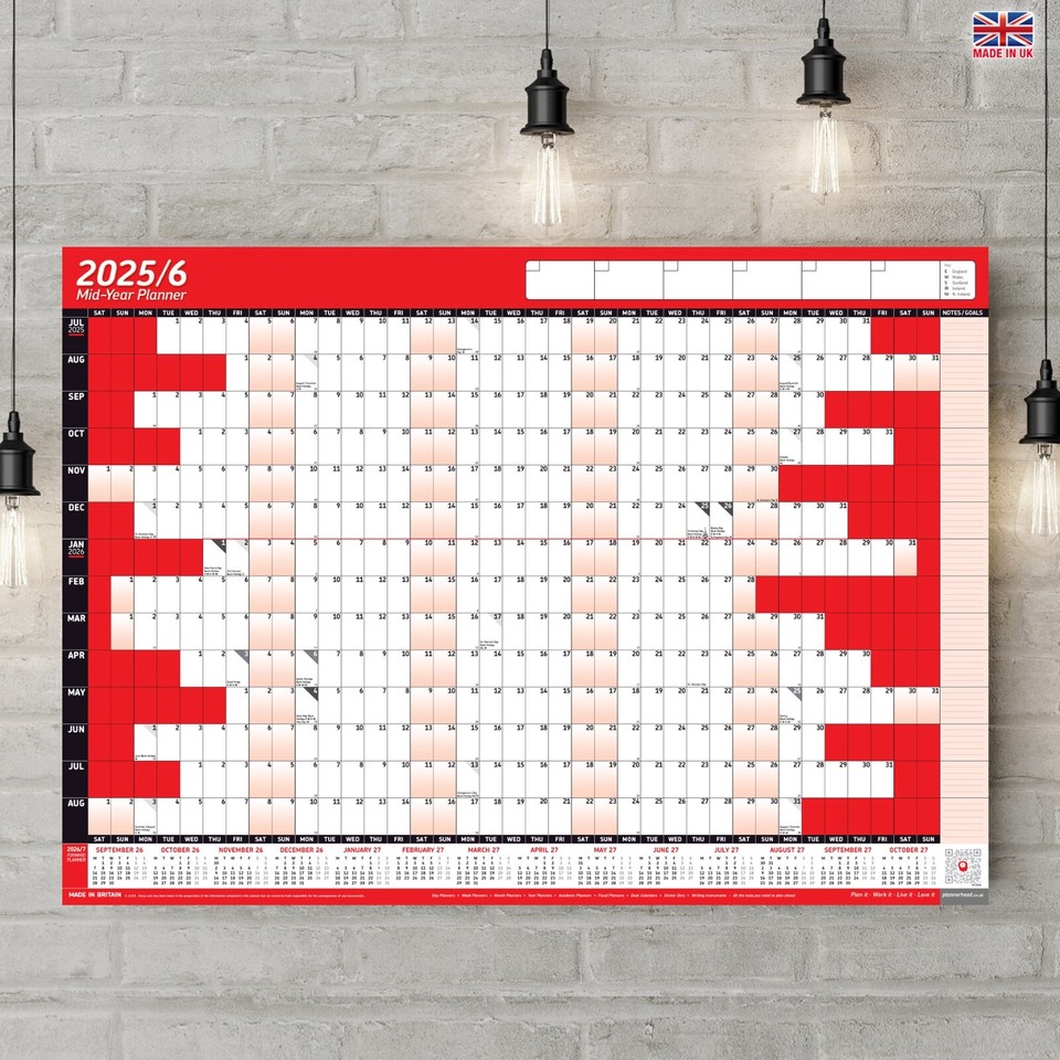 2025/2026 MidYear Calendar A2 A1 A0 Wall Planner Chart School College ...