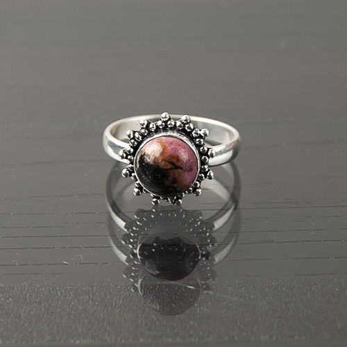 Black Rhodonite Gemstone 925 Silver Band Ring Size For Women | eBay