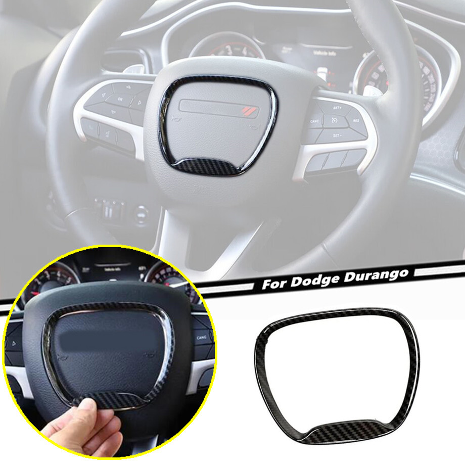 For 2014 - 2024 Dodge Durango Carbon Fiber Steering Wheel Center Ring ...