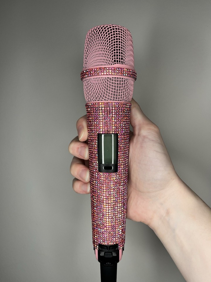 Hot Pink AB Rhinestone Wireless Professional Microphone + Receiver ...