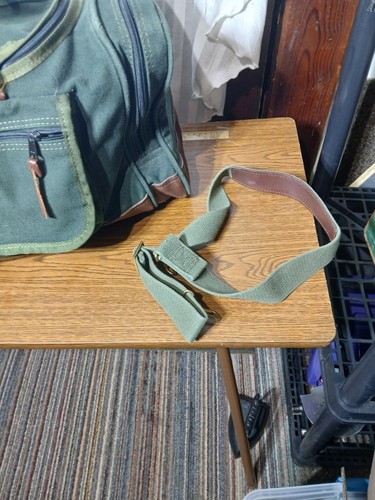 Orvis Green Canvas Brown Leather Luggage Carry Bag Fly Fishing Reel ...