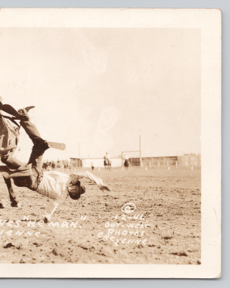RPPC Frontier Days Cheyenne WY Cowboy Jiggs Thompson Thrown by "He Man ...