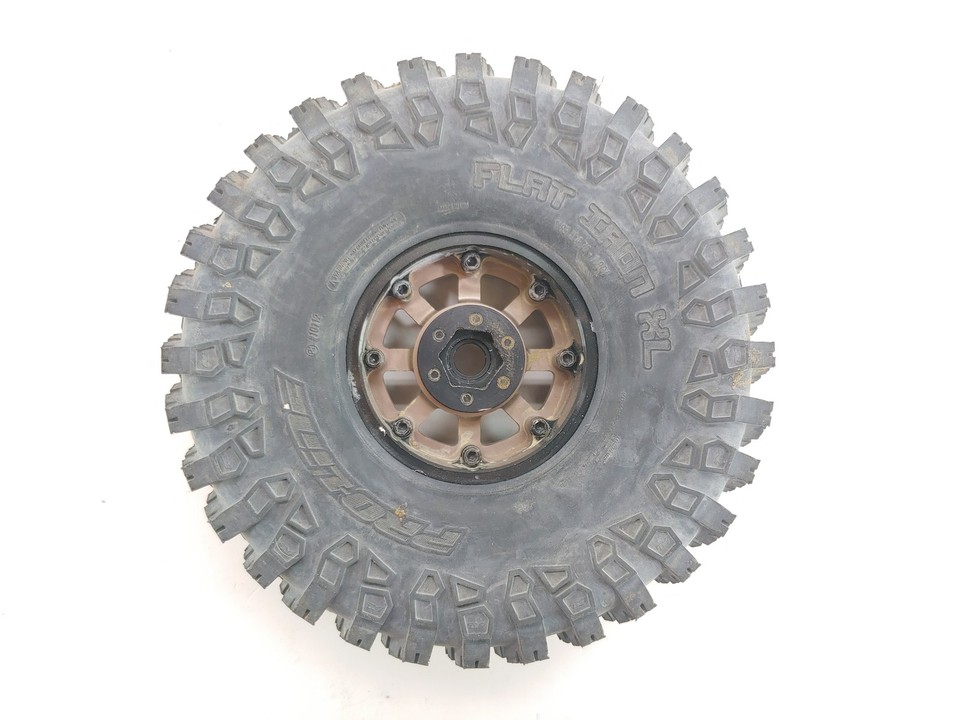 4x Proline Flat Iron XL 1.9" Tires on Bronze Metal 12mm Hex Beadlock ...