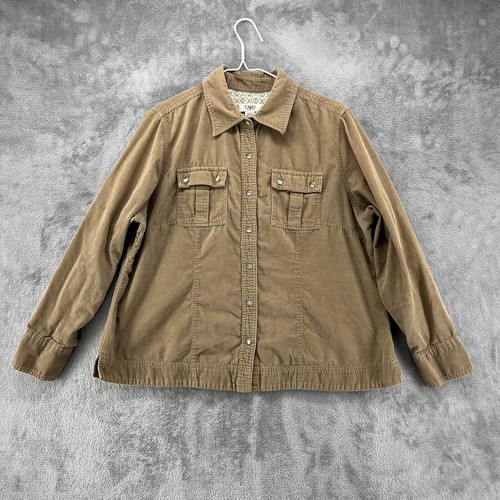 Cato Corduroy Shaket Womens 14/16W Beige Pockets Snap Button READ | eBay
