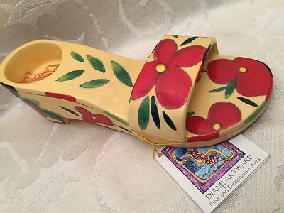 Happy Toes Candle Votive Holder Ceramic Tropical Flower Diane Artware ...