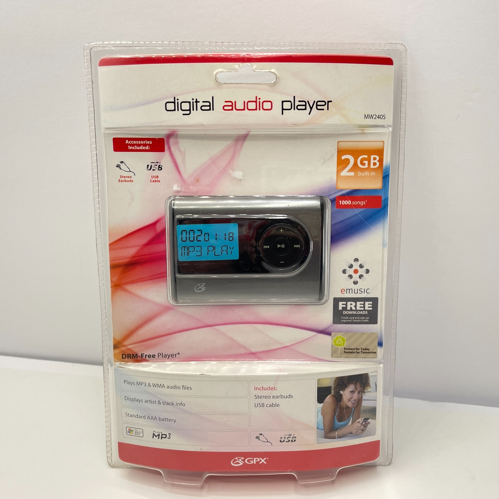 NEW GPX MW240S Gray Silver 2 GB Digital Media Audio Player MP3 NEW ...