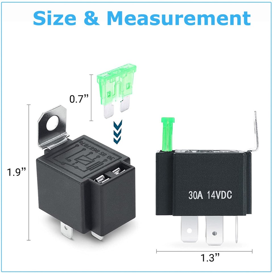 5 Pack Automotive Electrical Relays 12V Fuse Relay Switch Harness 5 Pin ...
