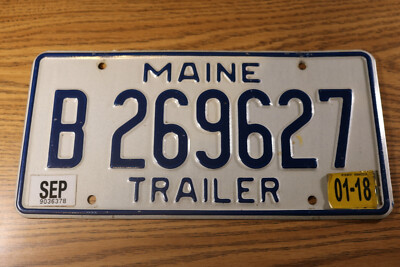 MAINE Trailer License Plate 2018 B 269627 | eBay
