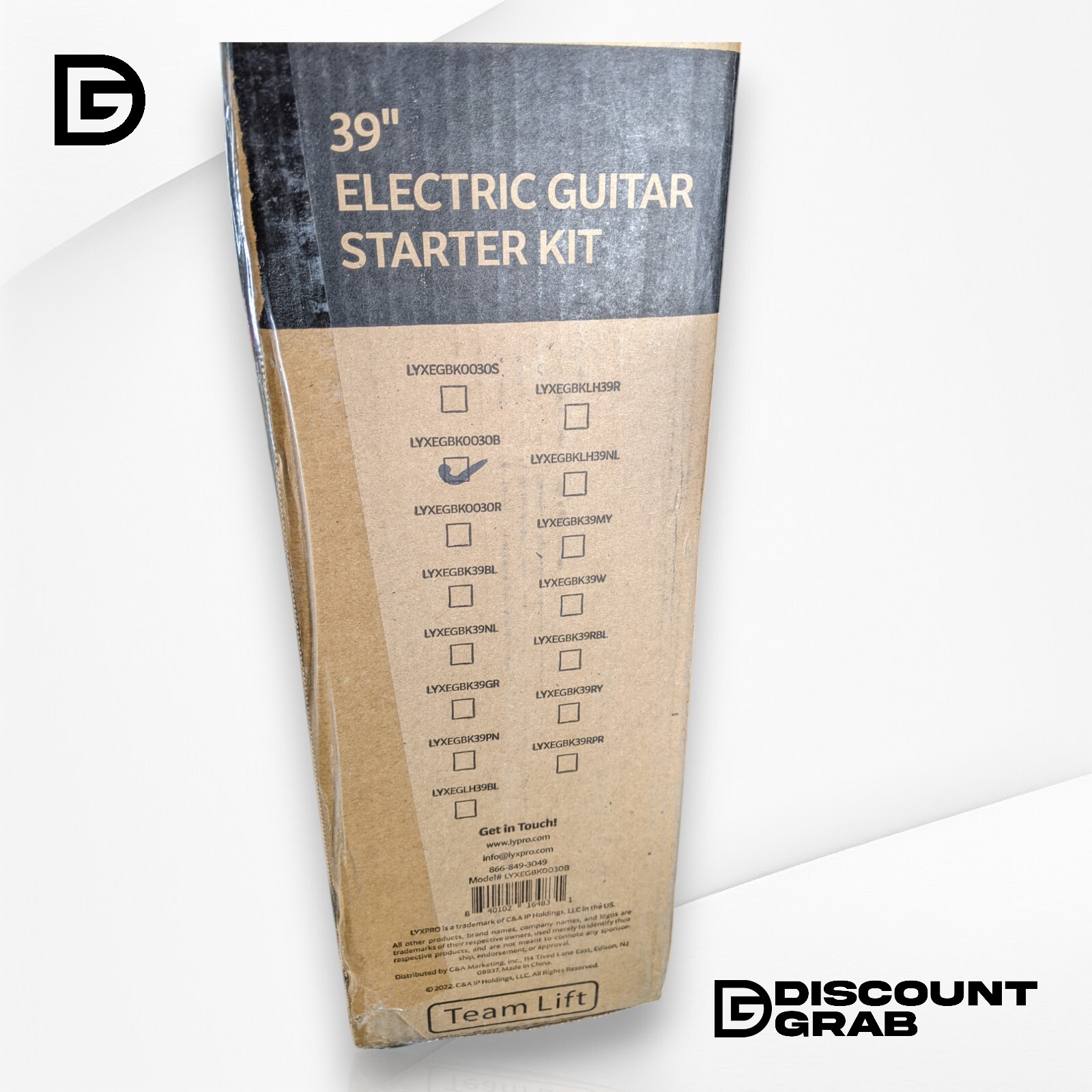 LyxPro EGBK0030B 20w Amp 39" Electric Guitar - Black (Complete Beginner ...