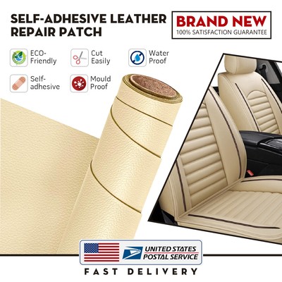 Beige Leather Repair Kit Self-Adhesive Patch Stick on Sofa Clothing Car ...