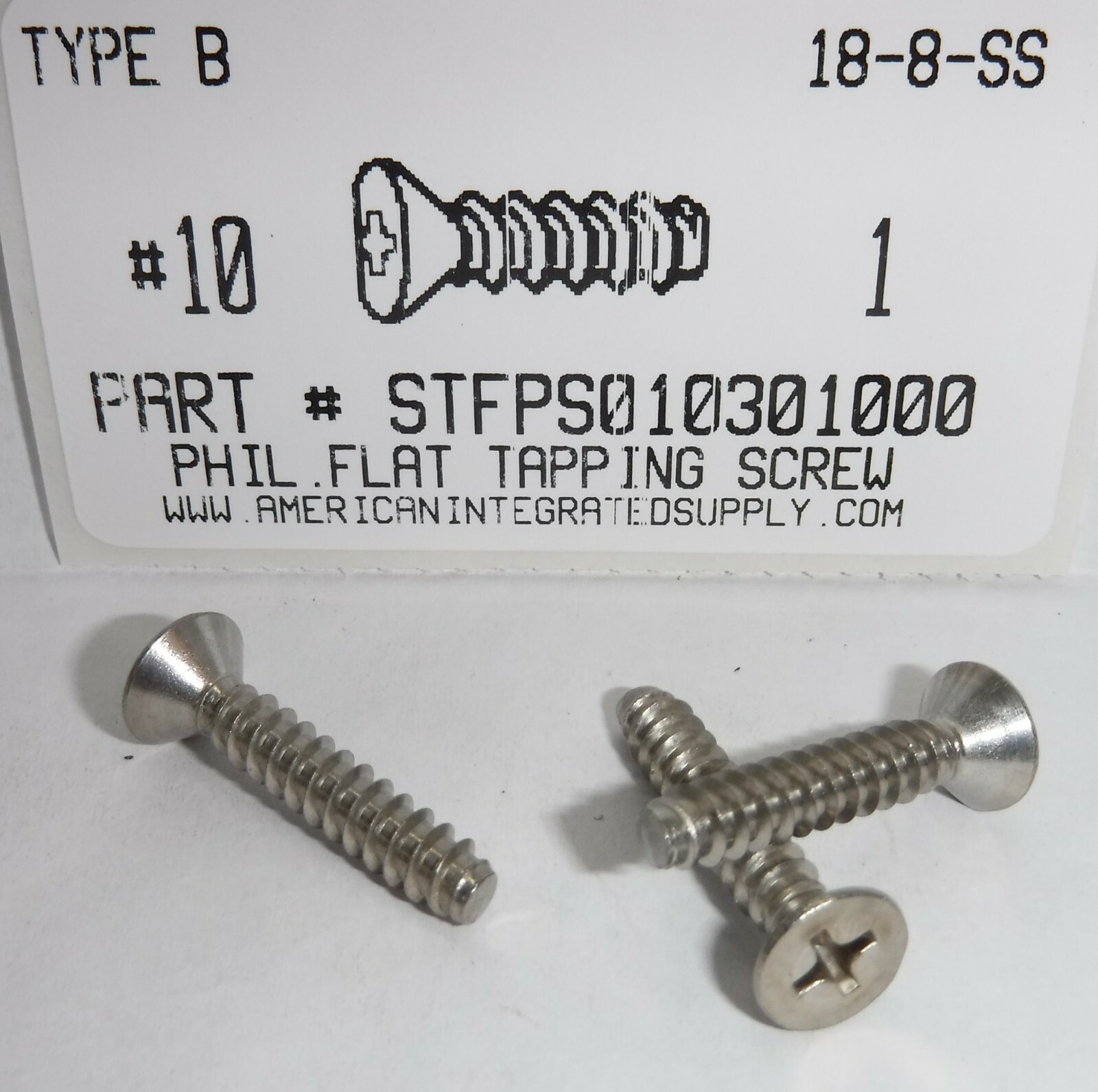 #10x1 Flat Head Phillips Tapping Screws Type B Stainless Steel (25) | eBay