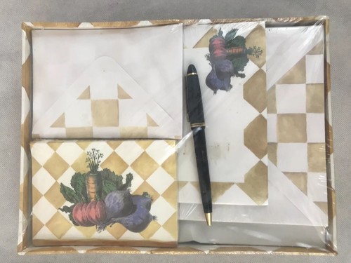 Stationary Ensemble Fruits Tan Checkered With Pen Penman Paper 4 Piece ...