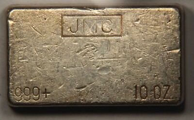 Vintage JMC Johnson Matthey Old Pour 10 T-Oz .999 Silver Bar | eBay